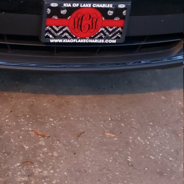 Sparkly Chevron License Plate,monogram License Plate,monogram,red,black ...