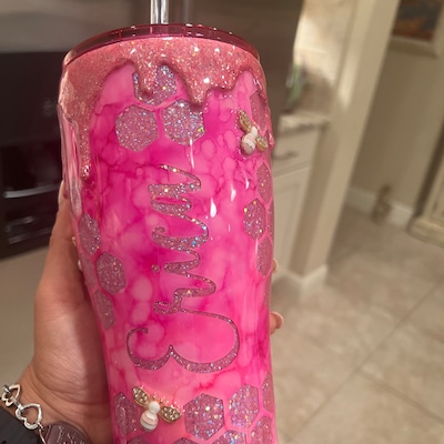 Pink 3D Honey Bee Drip Honey Comb Tumbler Bumble Bee - Etsy
