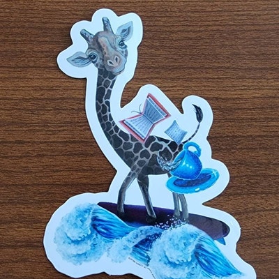 Surfing Giraffe Vinyl Waterproof Sticker by Dakota Daetwiler - Etsy