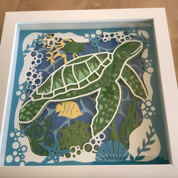 3d Sea Turtle Shadow Box Svg 3d Turtle Shadow Box Svg Cardstock Svg ...