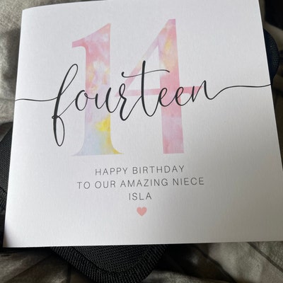 14th Fourteen Personalised Birthday Card, Daughter, Sister ...