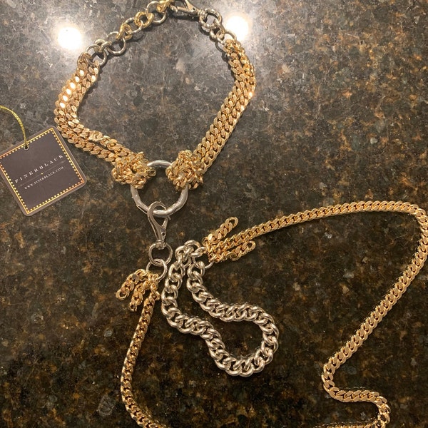 Men’s Sexy Bondage Black Metal Chain Leash, Horn Pendant Necklace ...