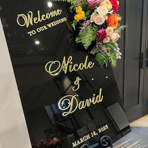Ceremony Welcome Sign, Black Acrylic Sign, Modern Wedding Decor, Black ...