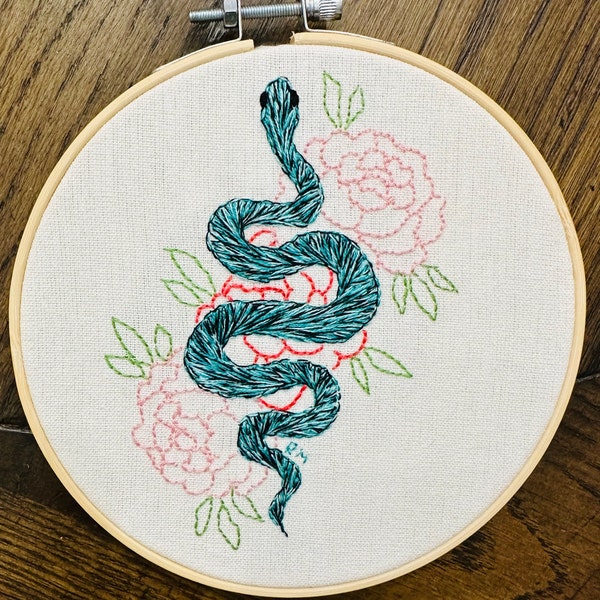 Digital PDF- Flower Black Snake Hand Embroidery Pattern (digital ...