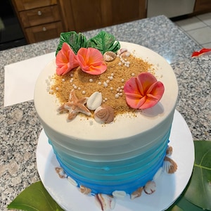 DIY Cake/Cupcake Set Edible Sugar Sea Shells Plumeria and | Etsy