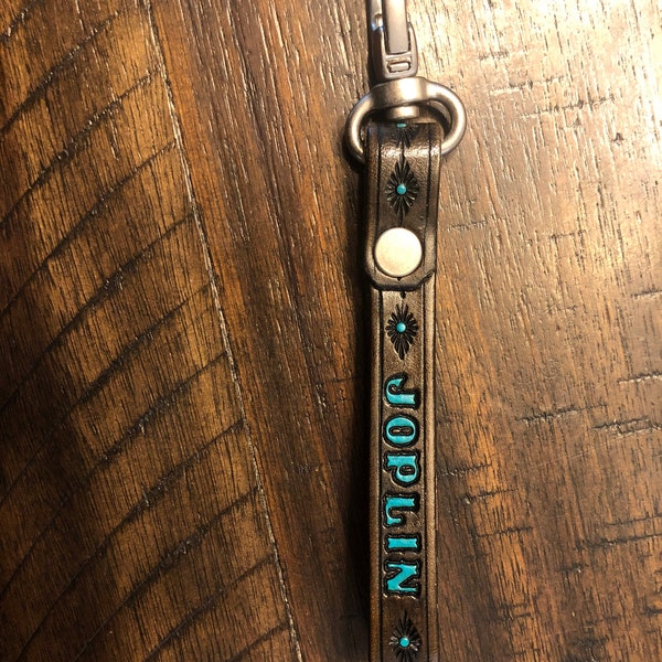 Personalized Southwestern Leather Key Fob - Handmade Western Keychain ...