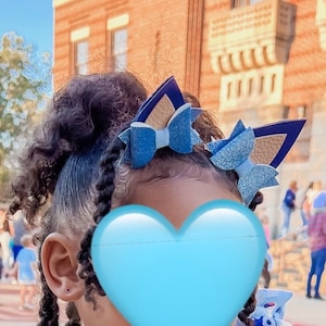 Blue Ear Hair Clips Hair Clip Ears Blue Dog Ears Chunky Glitter Bow ...