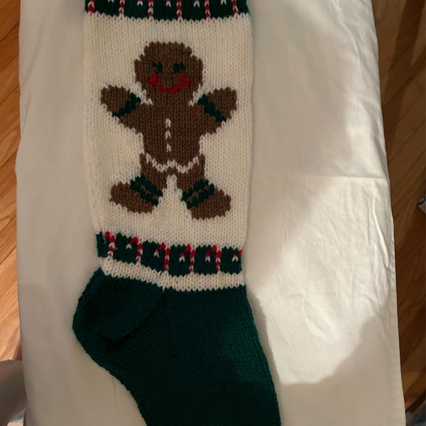 Gingerbread Man Hand Knit Christmas Stocking - Etsy