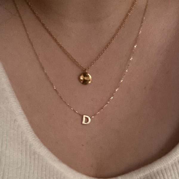 Gold Disc Necklace Silver Delicate Dainty Necklace Simple Minimal ...