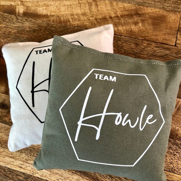 Modern Wedding Custom Last Name Bean Bags for Cornhole Gift for Bride ...