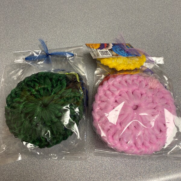 Scrubbies 3 Lime Green Kitchen Scrubbies, Crochet Scrubbies, Nylon ...