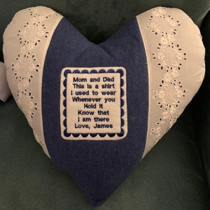 Heart Shaped Memory Pillow Made From a Loved Ones Shirt - Etsy