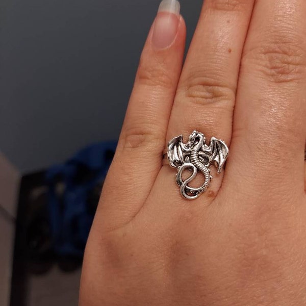 Dragon Ring / Adjustable Silver Dragon Ring Renaissance Faire Costume ...