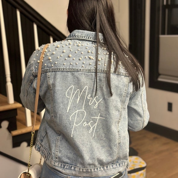 Mrs. Denim Jacket / Personalized Mrs. Denim Jacket / Honeymoon Pearl ...