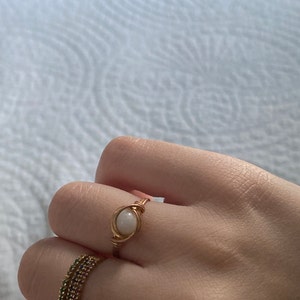 Gemstone Bead Ring. FREE Shipping. Wire Wrapped Bead Ring. Healing ...