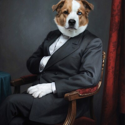 Custom Dog Portrait in Plaid Suit Original Standing at Bar Painting Pet ...