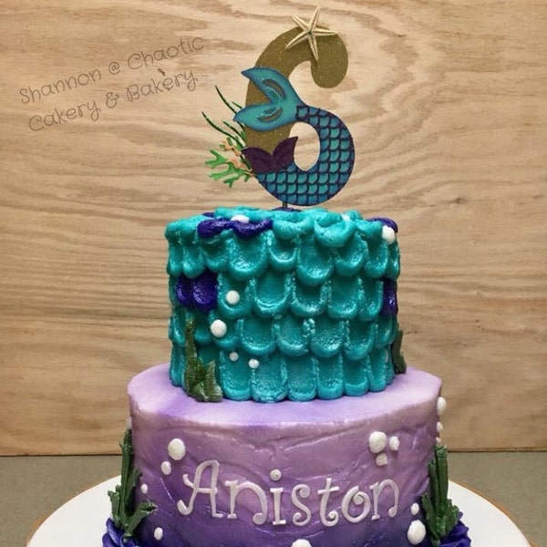 Mermaid Cake Topper. Mermaid Tail Cake Topper. Under the Sea Birthday ...