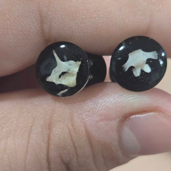 Goth Plugs and Bones, Ear Plugs, Resin Plugs, Bones Earrings, Ear ...