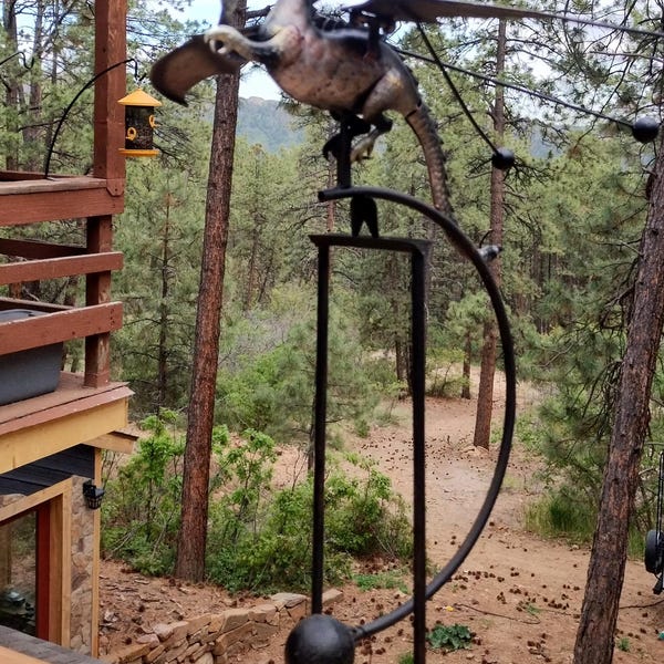 51"tall Handmade Kinetic Dragon Sculpture, Metal Lawn Dragon Garden ...