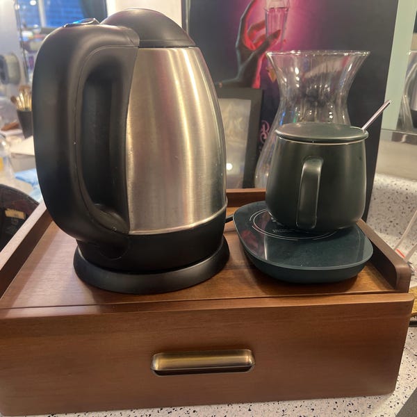 Custom Engraved Office Tea Station With Tea Bag Drawer Solid Wood Tea ...