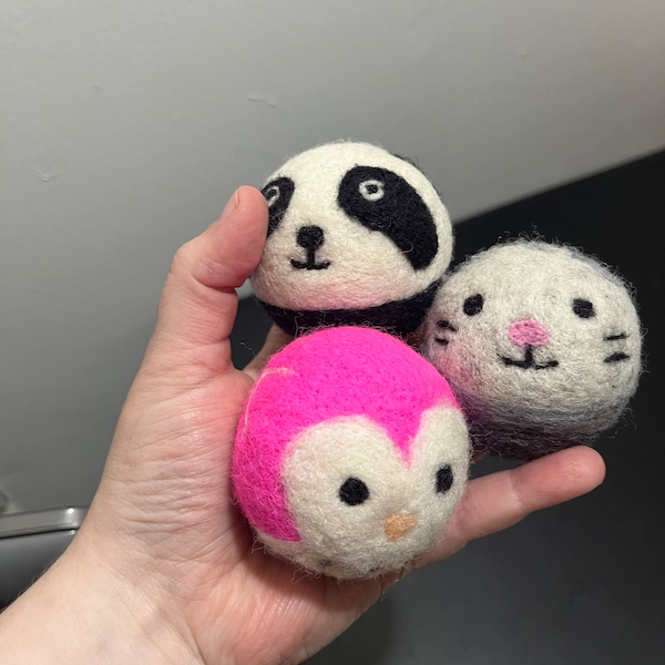 100% Wool Dryer Balls - Cute Animal Handmade Reusable Biodegradable ...