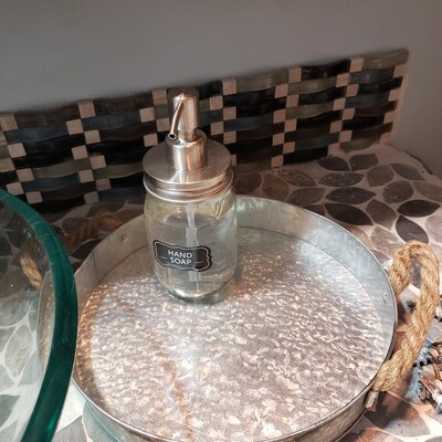 Round Galvanized Tray. Rope Handles. Rustic. Farmhouse. Decorative ...