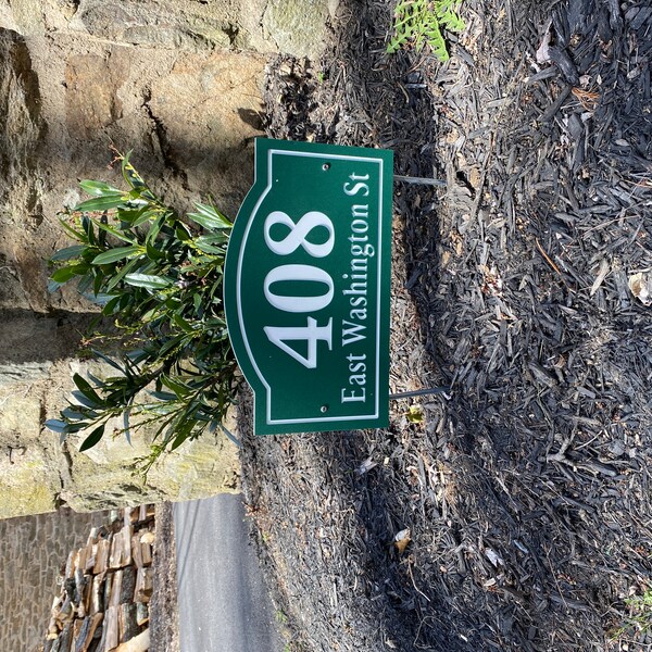 Arched House Number Sign & Street Name Address Plaque 14x8.5" 1/4" King ...