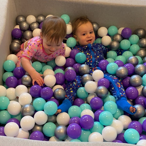 Large Square Ball Pit + 400 Balls Included - Gray, Pit Ball Kids, Pit ...