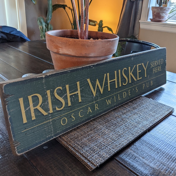 Irish Whiskey Served Here Wood Sign, Custom Home Bar Owner Name Gift ...