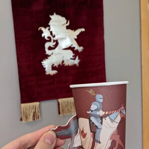 Medieval Knight Coat of Arms, Red Velvet 50x80cm, Knights Shield Props ...