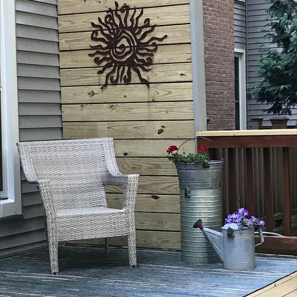 Rustic Sun Indoor/outdoor Wall Decor 30" Recycled Steel Custom SUN - Etsy