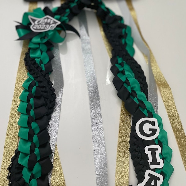 3 Color Grad Lei | Graduation Lei With Name | Class of 2025 | Hawaiian ...