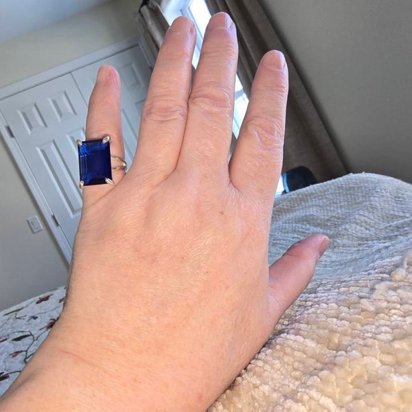 Rectangular Sapphire Ring · 14k Gold Sapphire Ring · 14k Emerald Cut ...