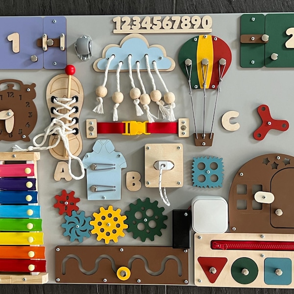 Big Busy Board, Activity Board for Exercising Fine Motor Skills - Etsy