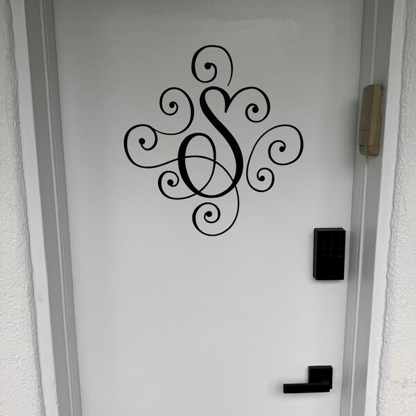 Front Door Monogram Decal, Storm Door Decal, Letter Monogram for Front ...