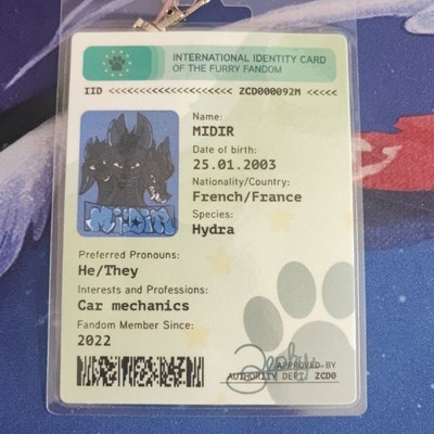 Personalized Furry Fandom ID Card Laminated, With Optional NFC Tag and ...