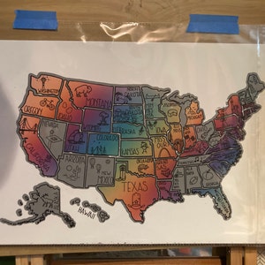 50 States Scratch off Map, Scratch off Poster, US State Map Scratch Off ...