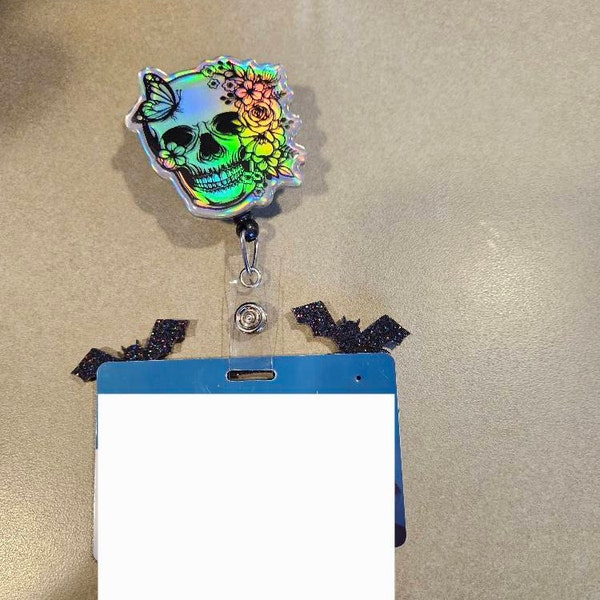 Holographic Skull Badge Reel - Xray Badge Reel - Nurse Badge ...