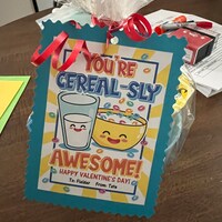 Valentine Tag Cereal Bags/ Boxes, Kids Valentines Cards Printable ...