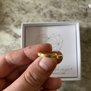 Custom Location Coordinates Ring Dainty Coordinates - Etsy