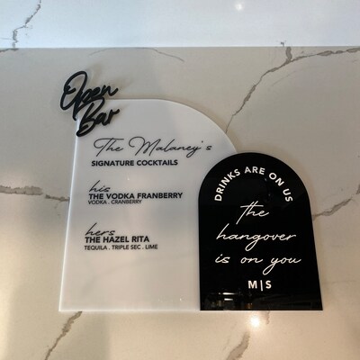 Double Arch Bar Menu 3D Bar Writing Wedding Decor - Etsy Australia