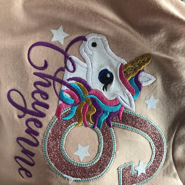 Rainbow Unicorn Birthday 3 Digital Machine Embroidery Applique Design 4 ...