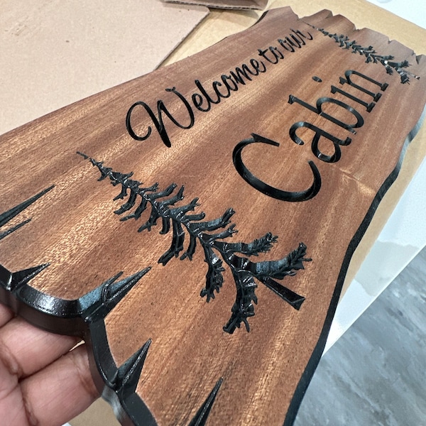 Custom Carved Wood Cabin Sign: Personalized Rustic Home Decor - Etsy