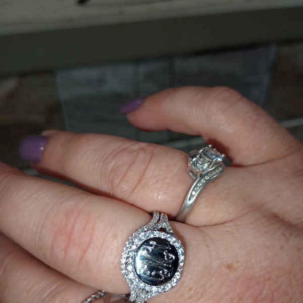 Sterling Silver Monogram Ring, Stackable Monogram Ring, 925 Monogram Ring, Initial Ring, Dainty ...