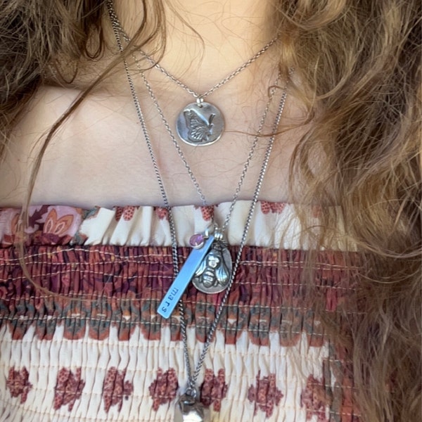 Long Boho Gemstone Necklace, Rust and Gemstones Necklace, Luxury Multi ...