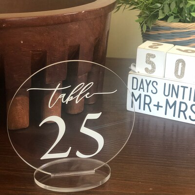 Round Table Numbers With Stand Custom Paint Brush Style Background or ...