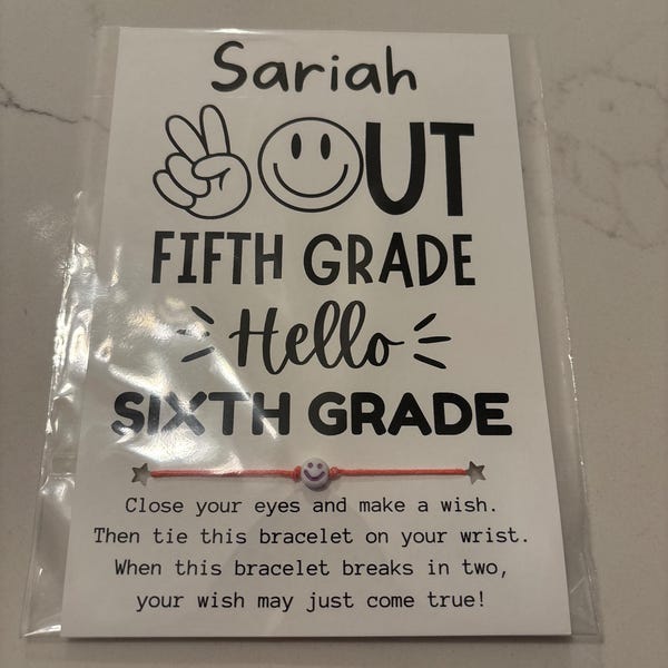 8th Grade GRADUATE Card, Wish Bracelet, Graduation Gifts, Graduation ...