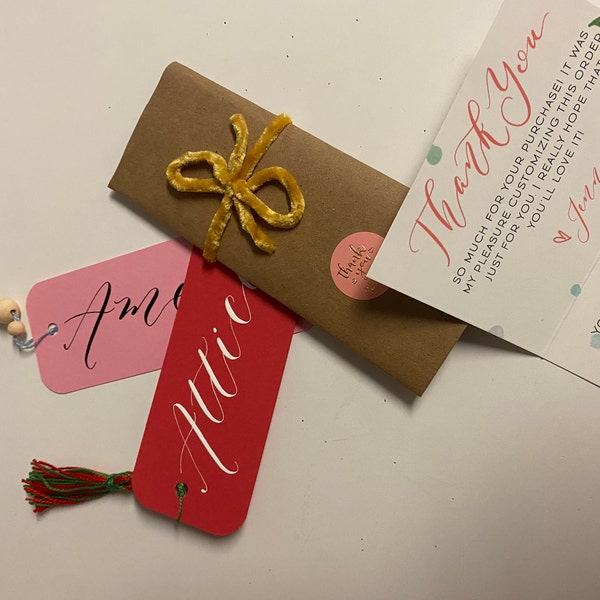 Personalized Bookmarks, Calligraphy Bookmarks, Custom Tassel Bookmarks ...
