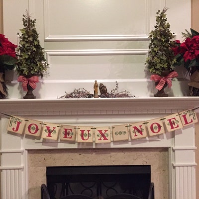 Christmas Decorations JOYEUX NOEL Painted Banner Garland Sign - Etsy