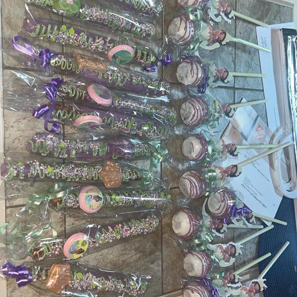 Princess Tiana Chocolate Covered Rice Krispies, Princess Party, Party ...